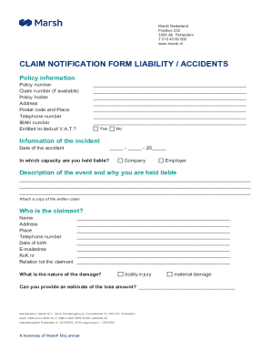Fillable Online Claim Notification Form Liability / Accidents Fax Email Print - pdfFiller