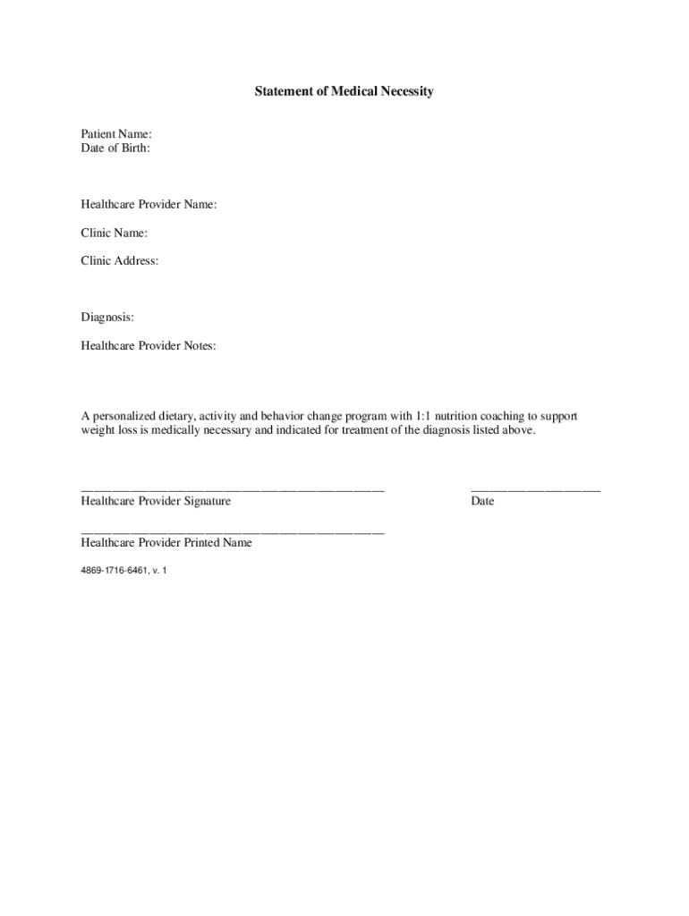 Fillable Online Statement of Medical Necessity Fax Email Print - pdfFiller