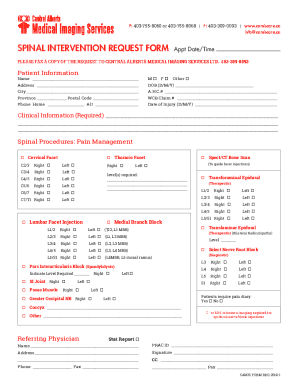 Fillable Online Spinal Intervention Request Form Fax Email Print ...