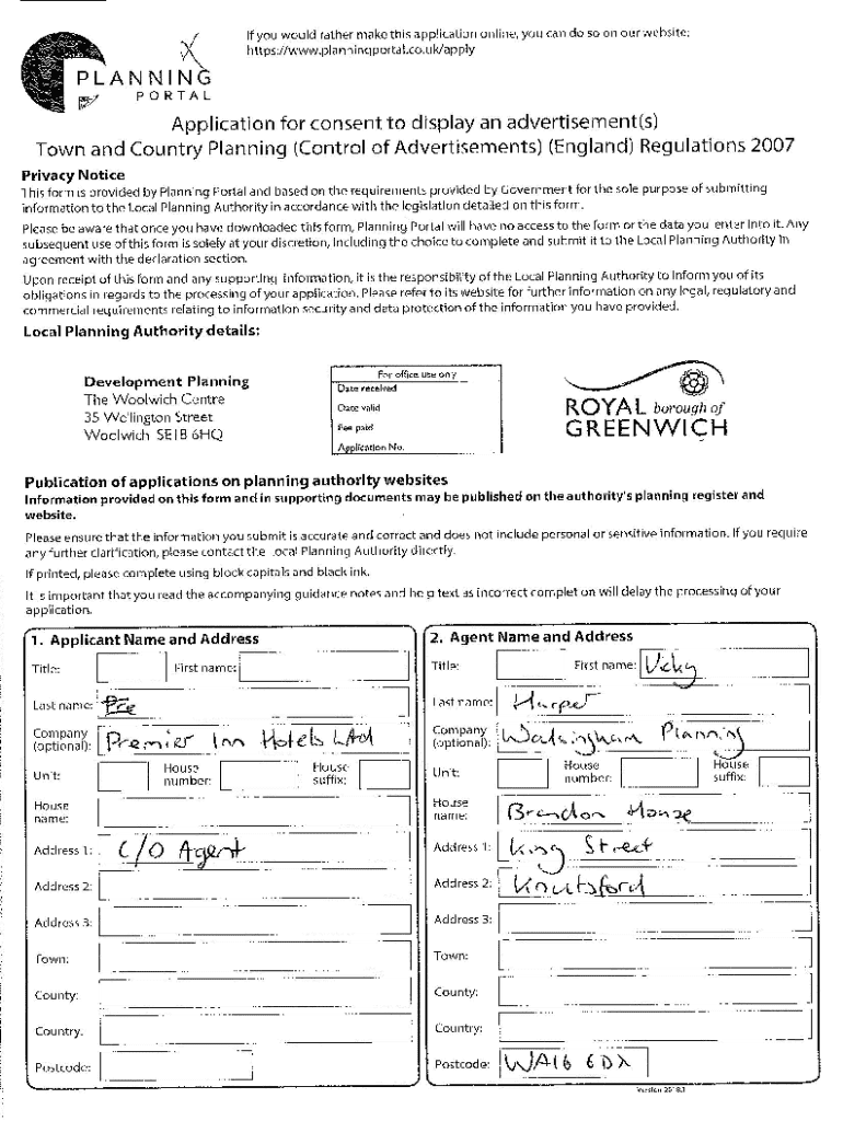 Fillable Online Application for Consent to Display an Advertisement Fax ...