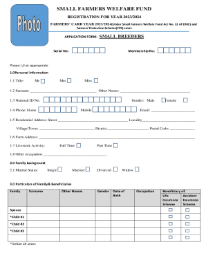 Fillable Online Registration for Year 2023/2024 - Farmers' Card Fax ...