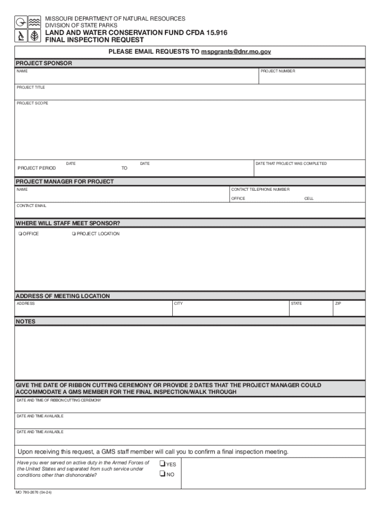 Fillable Online Land and Water Conservation Fund Final Inspection ...