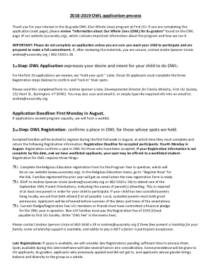 Fillable Online 8th Grade Owl Program Application Fax Email Print ...