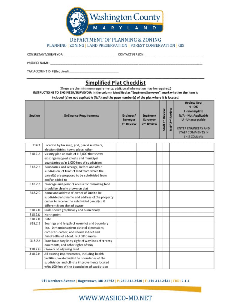 Fillable Online Simplified Plat Checklist Fax Email Print - pdfFiller