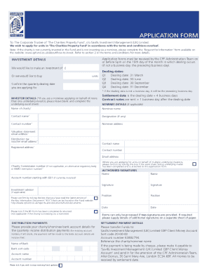 Fillable Online Application for Units in the Charities Property Fund Fax Email Print - pdfFiller