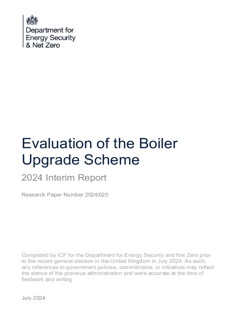 Fillable Online Evaluation of the Boiler Upgrade Scheme: 2024 Interim ...