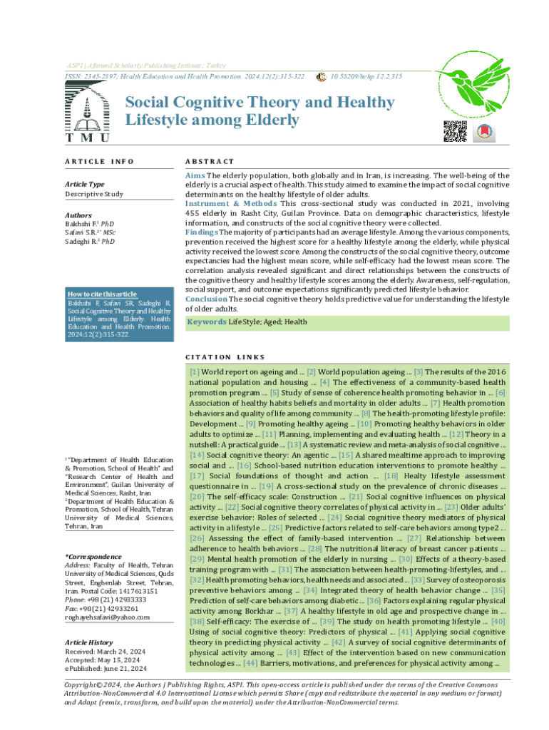 Fillable Online Social Cognitive Theory and Healthy Fax Email Print ...
