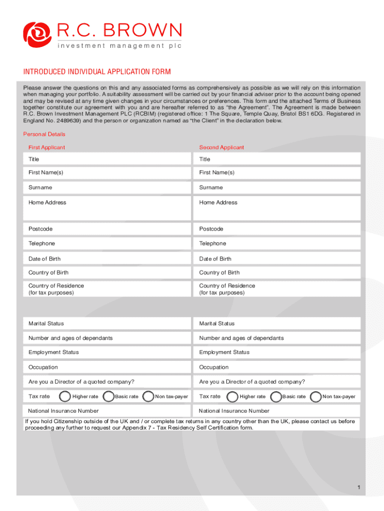 Fillable Online Introduced Individual Application Form Fax Email Print ...