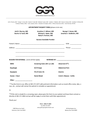 Fillable Online Appointment Request Form for Gastroenterology Services Fax Email Print - pdfFiller