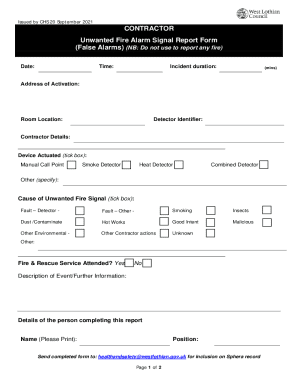 Fillable Online Unwanted Fire Alarm Signal Report Form Fax Email Print ...