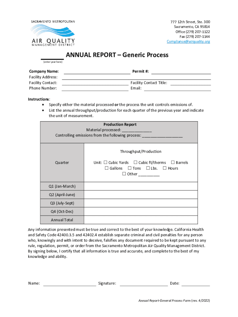 Fillable Online Annual Report – Generic Process Fax Email Print - pdfFiller