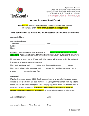 Fillable Online Annual Oversized Load Permit Application Fax Email ...