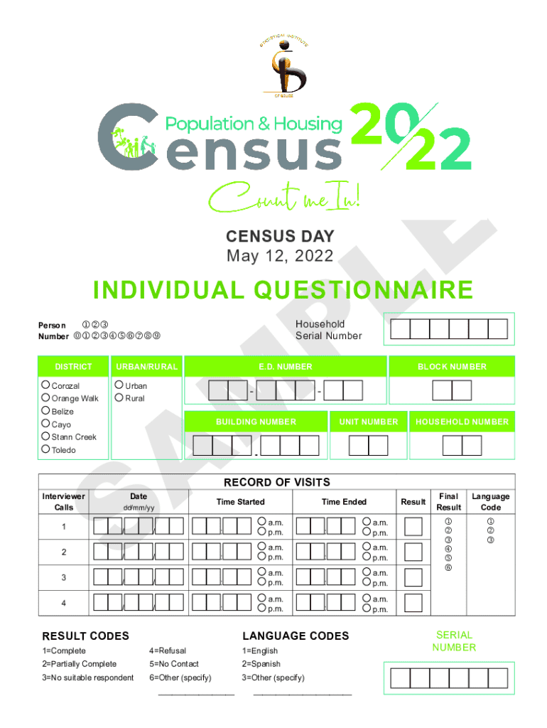 Fillable Online Census Day Individual Questionnaire Fax Email Print - pdfFiller