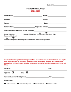 Fillable Online Transfer Request Procedure Fax Email Print - pdfFiller