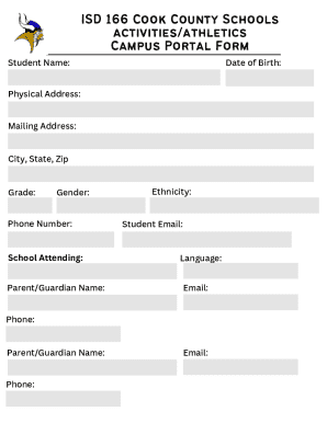 Fillable Online Isd 166 Cook County Schools - Campus Portal Form Fax ...