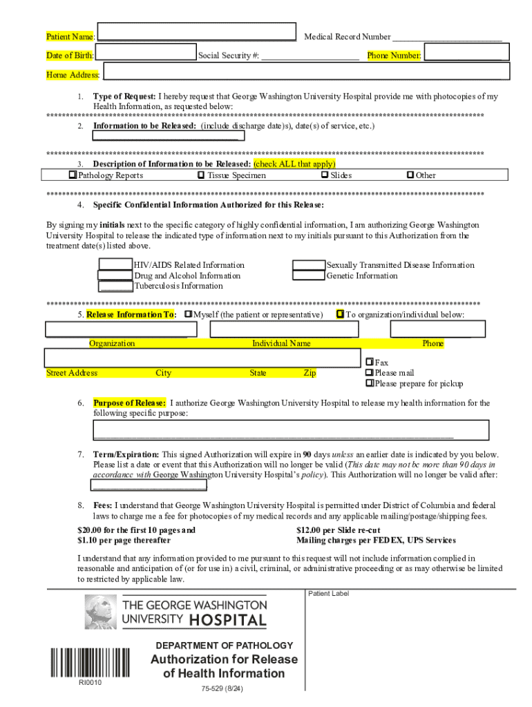 Fillable Online Patient Name: Medical Record Number Fax Email Print ...