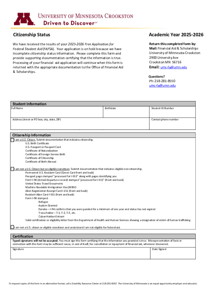 Fillable Online Citizenship Status Information Fax Email Print - pdfFiller