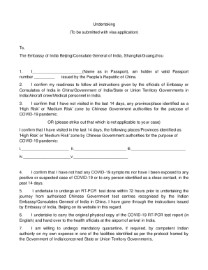 Fillable Online Undertaking for Visa Application Fax Email Print ...