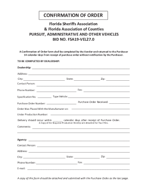 Fillable Online Confirmation of Order - Florida Sheriffs Association & Florida Association of ...