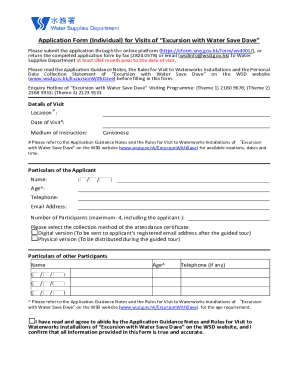 Fillable Online Excursion With Water Save Dave Application Form Fax ...