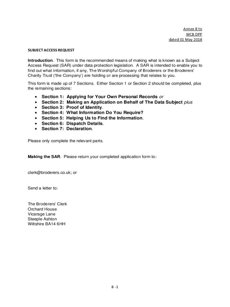 Fillable Online Subject Access Request Fax Email Print - pdfFiller