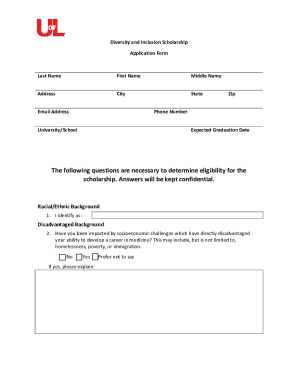 Fillable Online Diversity and Inclusion Scholarship Application Fax Email Print - pdfFiller