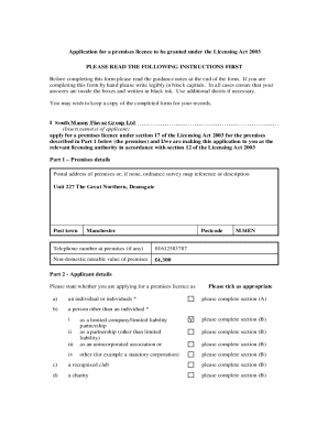 Fillable Online Application for a Premises Licence Under the Licensing ...
