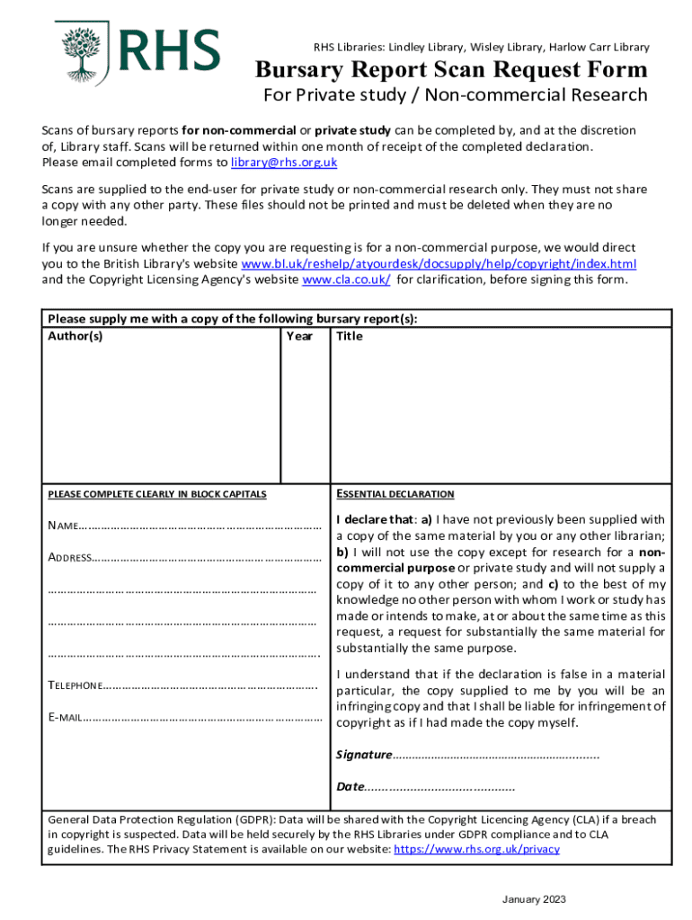 Fillable Online Bursary Report Scan Request for Private Study / Non ...