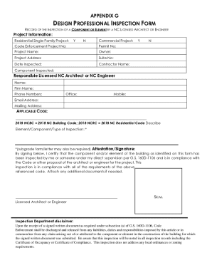 Fillable Online Record of Inspection of a Component or Element by a Nc ...