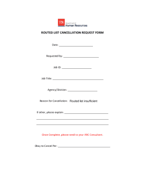 Fillable Online Routed List Cancellation Request Fax Email Print ...