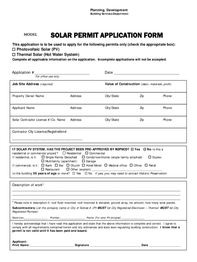 Fillable Online Solar Permit Application Fax Email Print - pdfFiller
