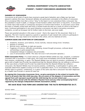 Fillable Online Concussion Awareness Form Fax Email Print - pdfFiller