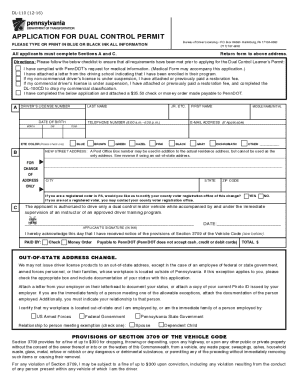 Fillable Online Application for Dual Control Permit Fax Email Print ...