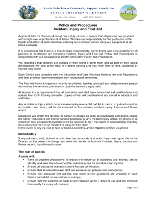 Fillable Online Incident, Injury and First Aid Policy and Procedures Fax Email Print - pdfFiller