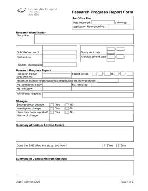 Fillable Online Research Progress Report Fax Email Print - pdfFiller