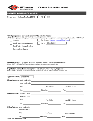 Fillable Online Carm Registrant Form Fax Email Print - pdfFiller