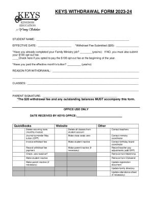 Fillable Online Keys Withdrawal Form 2023-24 Fax Email Print - pdfFiller
