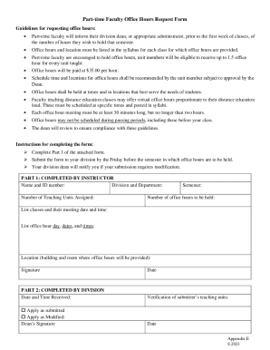 Fillable Online Part-time Faculty Office Hours Request Form Fax Email ...