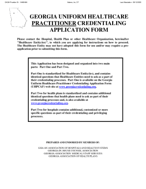 Fillable Online Georgia Uniform Healthcare Practitioner Credentialing ...