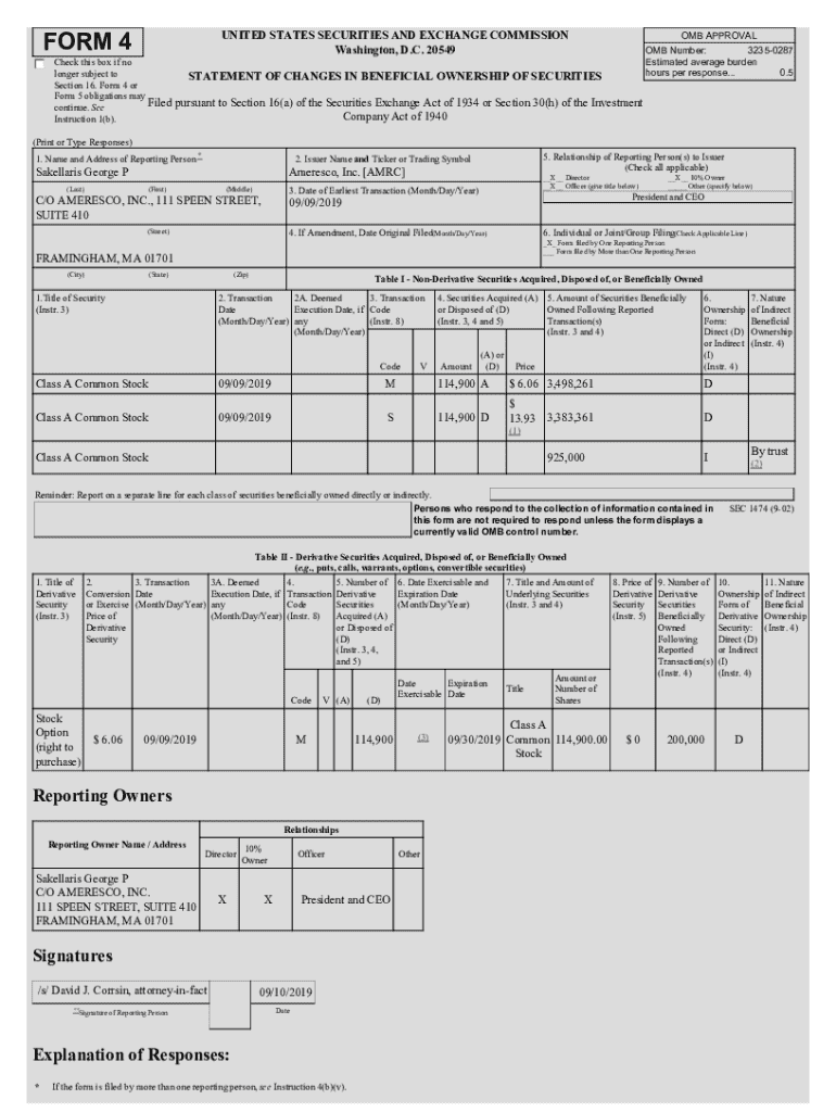 Fillable Online Statement of Changes in Beneficial Ownership of ...