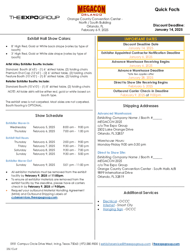 Fillable Online Orange County Convention Center North / South Building ...