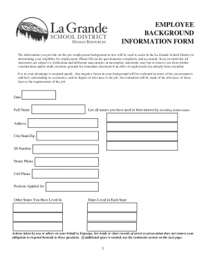 Fillable Online Employee Background Information Form Fax Email Print ...