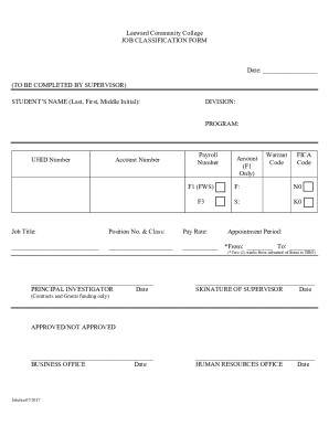Fillable Online Leeward Community College Job Classification Form Fax ...