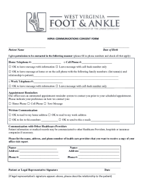 Fillable Online Hipaa Communications Consent Form Fax Email Print ...