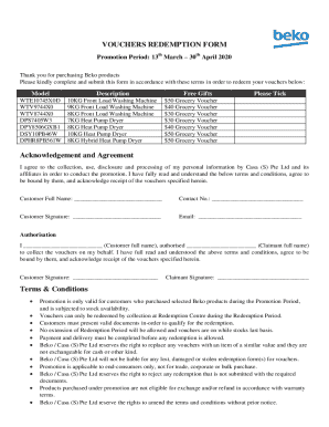 Fillable Online Vouchers Redemption Form Fax Email Print - pdfFiller