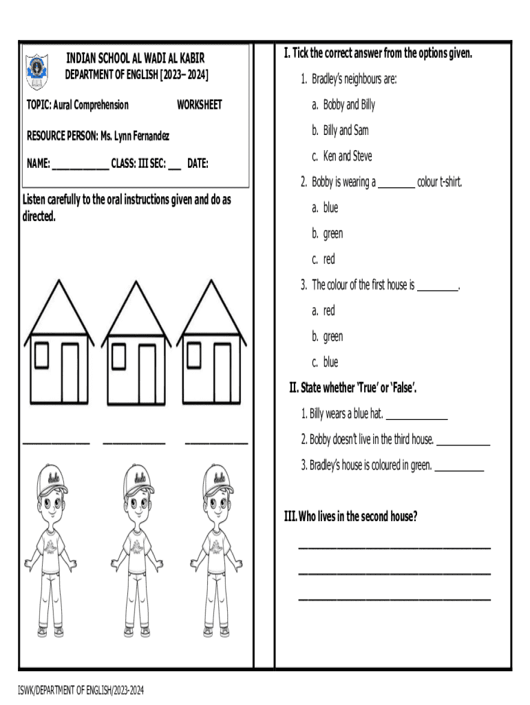 Fillable Online Aural Comprehension Fax Email Print - pdfFiller