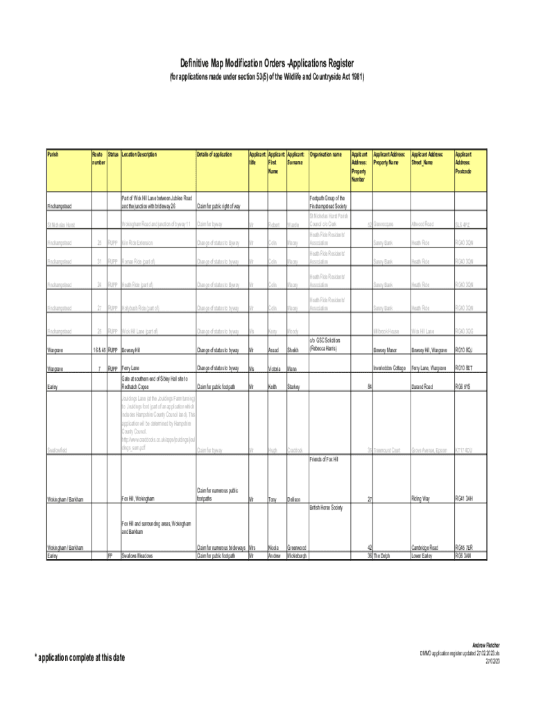 Fillable Online Definitive Map Modification Orders -Applications ...