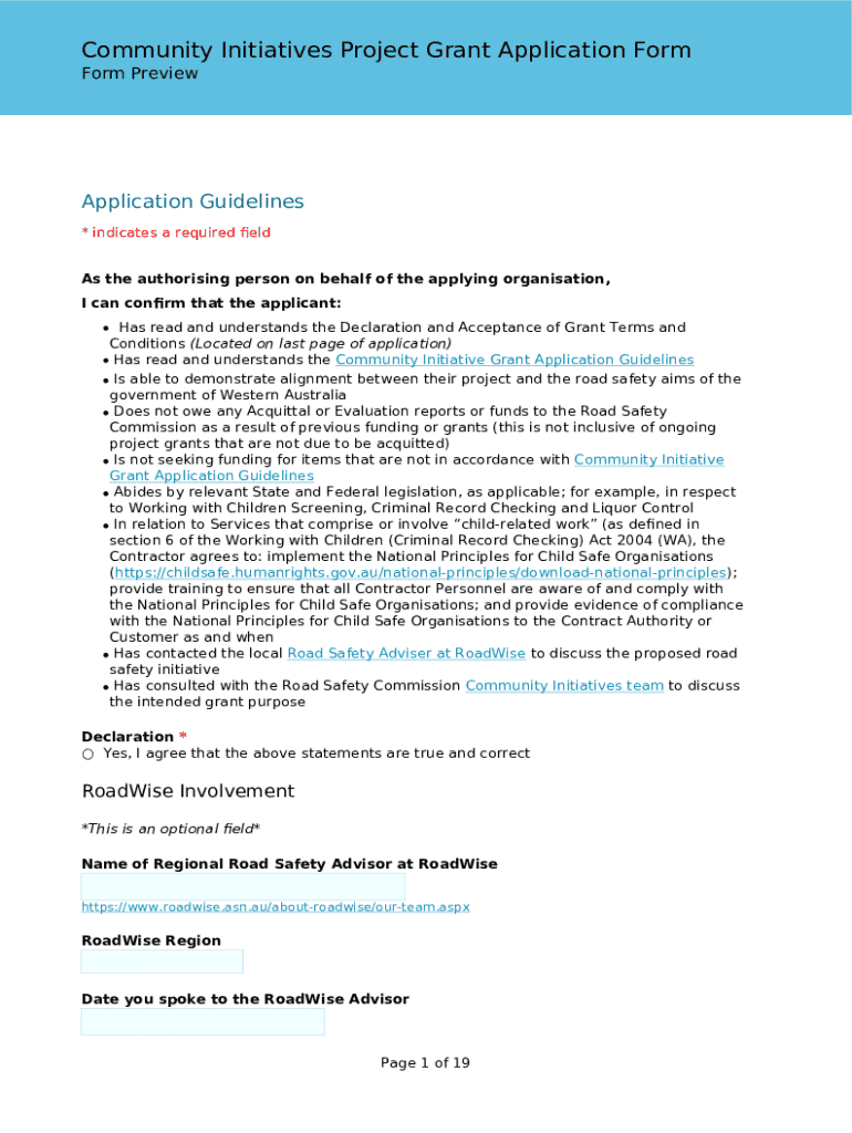 Fillable Online Community Initiatives Project Grant Application Fax Email Print - pdfFiller