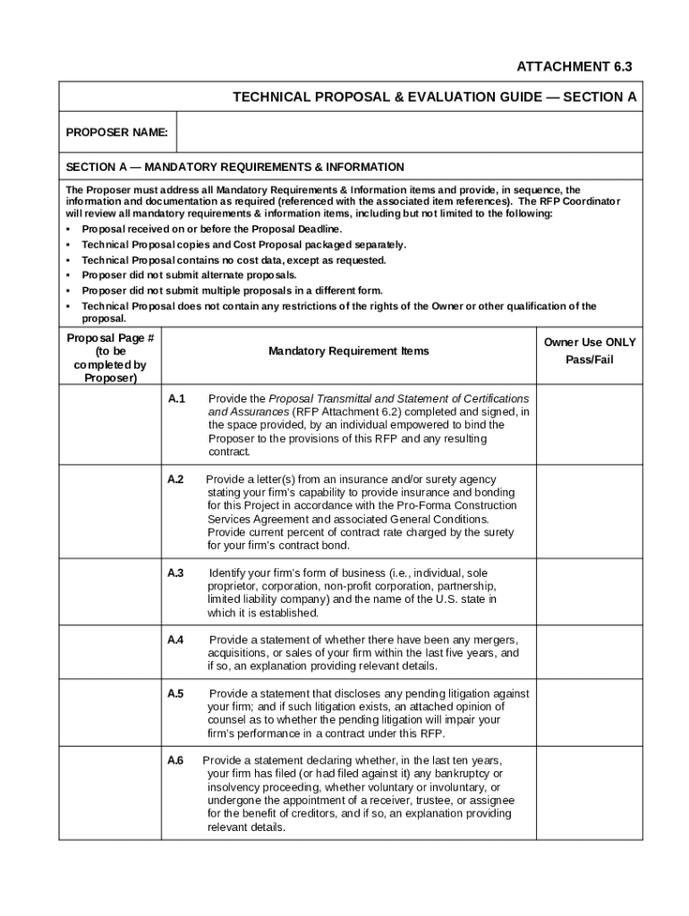 Technical Proposal & Evaluation Guide Doc Template | pdfFiller