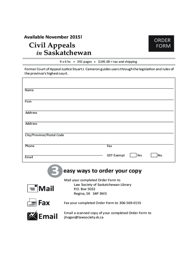 Fillable Online Civil Appeals in Saskatchewan Fax Email Print - pdfFiller